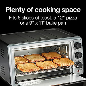 Proctor Silex Simply Crisp Toaster Oven Air Fryer Combo with 4 Functions Including Convection, Bake & Broil, Fits 6 Slices or 12” Pizza, Auto Shutoff, Black (31275)