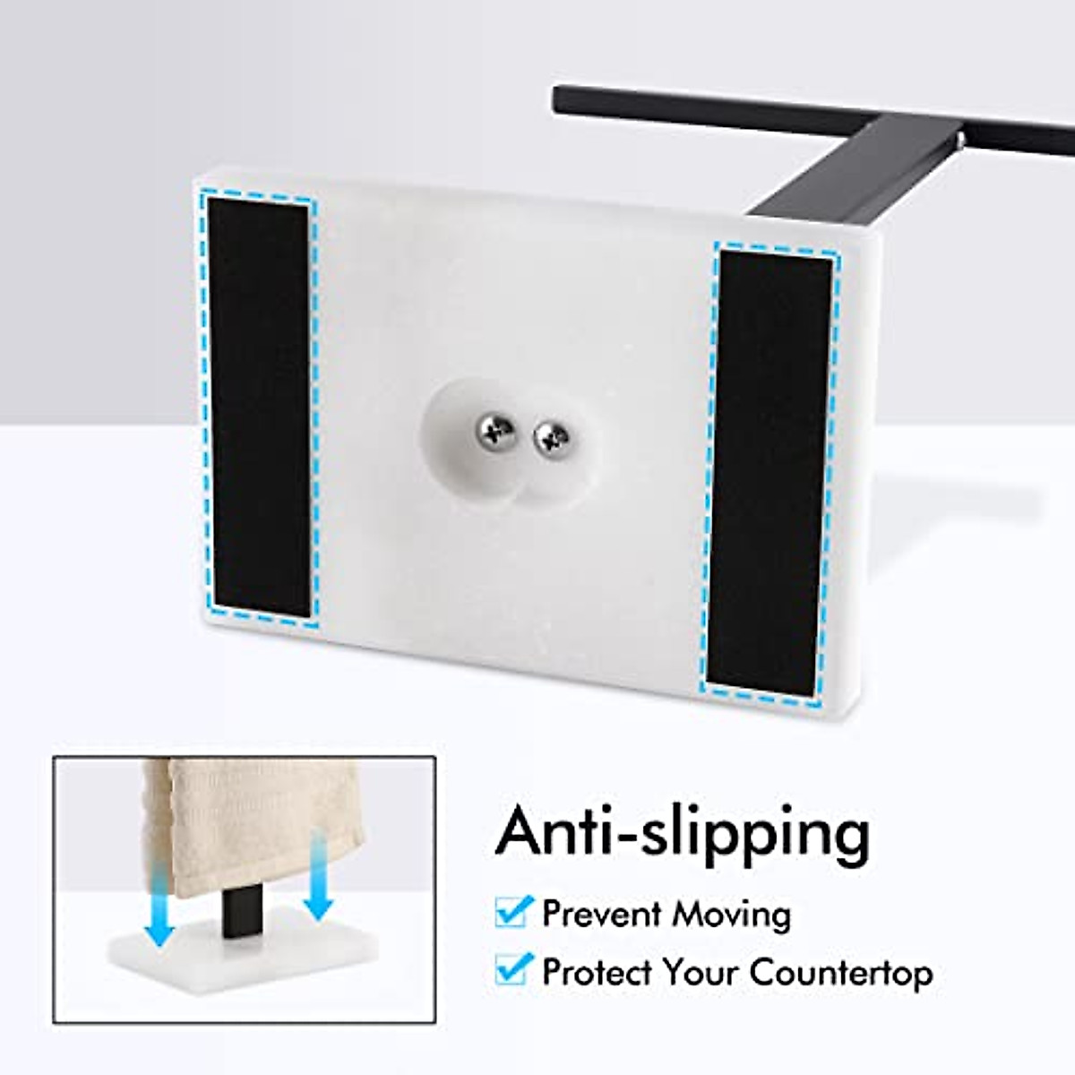 KES Towel Rack Stand, Hand Towel Holder with Marble Base Standing Towel Rack for Bathroom Countertop SUS304 Stainless Steel T-Shape Matte Black, BTH224-BK