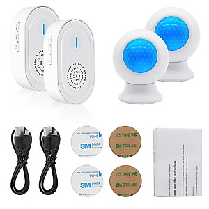 CallToU Portable Bed Alarm Caregiver Pager and Fall Prevention for Elderly Monitoring Dementia Patients Seniors Home, 2 Receiver 2 Magnetic Motion Detectors