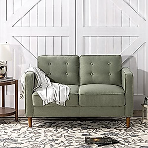 ZINUS Lauren Loveseat / Button Tufted Cushions / Easy, Tool-Free Assembly, Pear Green