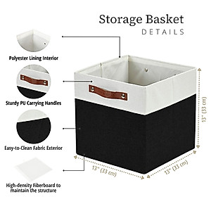 DECOMOMO Fabric Storage Bins, 13x13x13 Storage Cube Bins, Baskets for Shelves (Black and White, 4pcs)