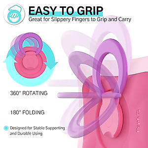 PEPKOO Kids Case for Fire HD 8 & HD 8 Plus Tablet, Light Weight Flexible Shockproof Cover with Foldable Handle Kickstand for Amazon Kindle Fire Tablet 10th Generation 2020, Pink Purple