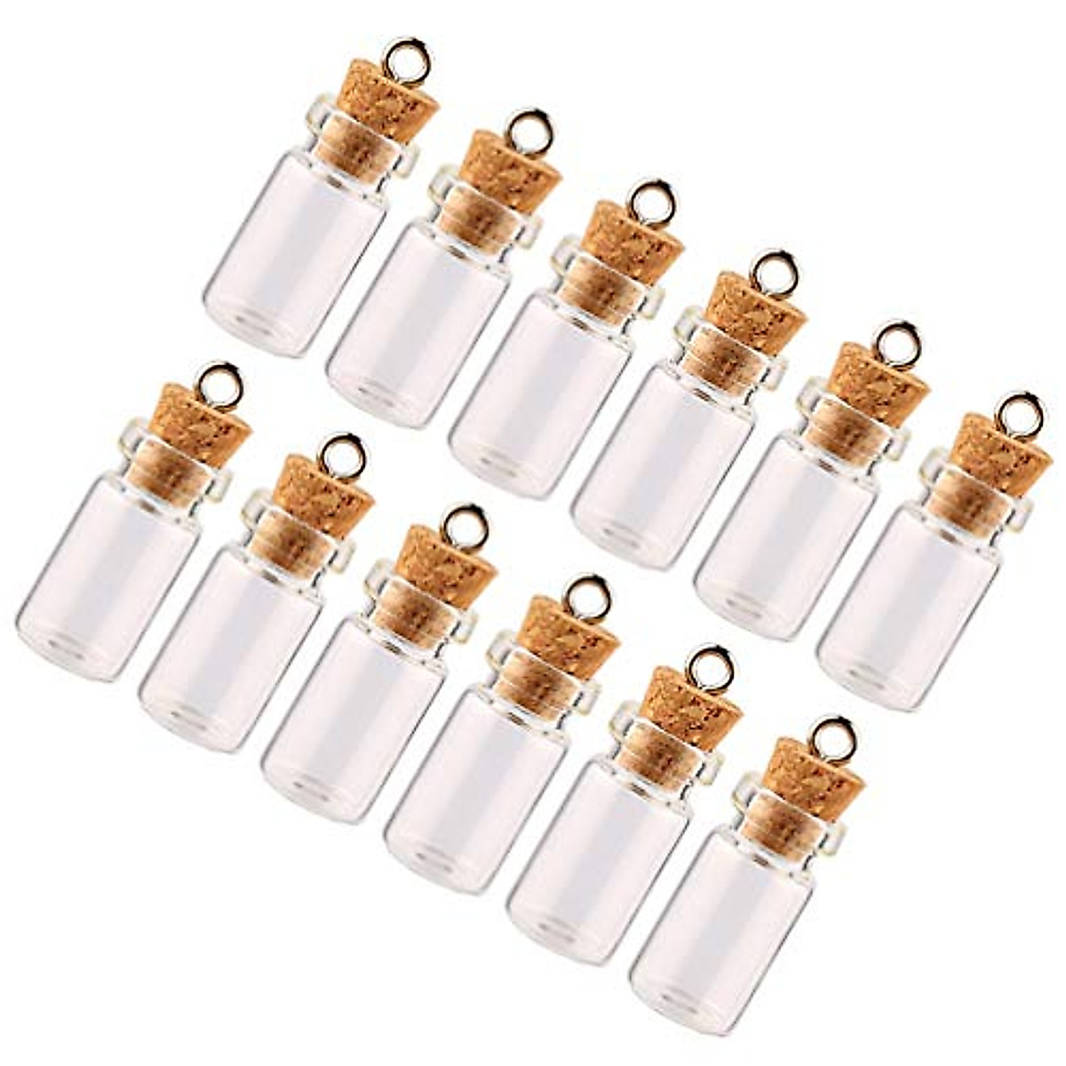 EXCEART 50pcs Mini Wish Bottle 1.5ml Wood Cork Wishing Jars Glass Bottle Charms for Jewelry Making Decorative Tiny Bottle Vials for DIY Crafts