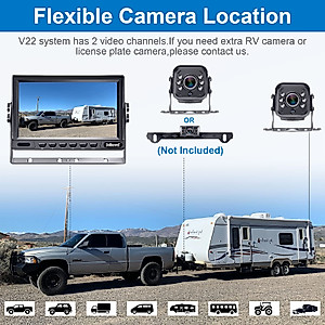 DoHonest RV Backup Camera HD 1080P 7'' LCD Monitor System Infrared Night Vision Waterproof Metal Rear View Cam Adapter for Furrion Pre-Wired RV Truck Trailer Camper Van V22