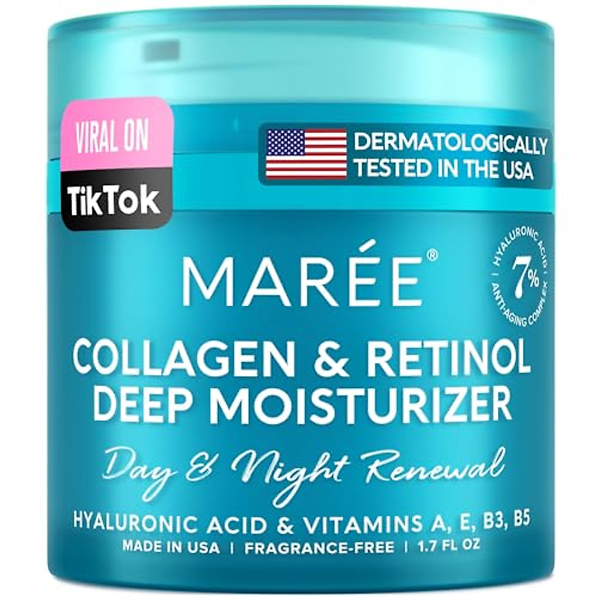 MAREE Face Moisturizer Retinol Cream for Face - Wrinkle Cream for Women - Facial Moisturizer with Collagen - Crema Hidratante Para la Cara for Skin Tightening