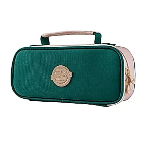 Big Capacity Pencil Pen Case Pencil Pouch Pencil Box, Portable Pen Carrying Case w. Handle Zipper, Cosmetic Makeup Bag Stationery Organizer for for Teen Boys Girls School Students Office Adult (Blackish Green)