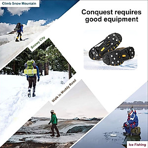 8 Spikes Stainless Steel Quincunx Crampons,ice Cleats Traction Snow Grips, Snow Claw Shoe Chain, to Provide Safety Protection for The Elderly and Children Outdoor Sports in Rain and Snow