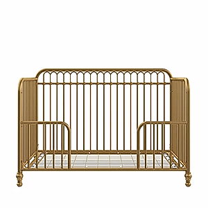 Little Seeds Raven 3-in-1 Convertible Metal Crib, JMPA Certified, Gold