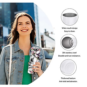 ATHAND Funny Birthday Gifts for Women Girls Friends, My Last F*ck Floral Skull Coffee Tumbler Cups with Lid, Double Wall Insulated Travel Coffee Mug, Gift Ideas for Her (Pack of 1)