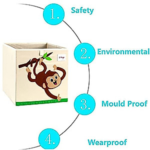 VMOTOR Foldable Animal Canvas Storage Toy Box/Bin/Cube/Chest/Basket/Organizer for Kids, 13 inch(Monkey)