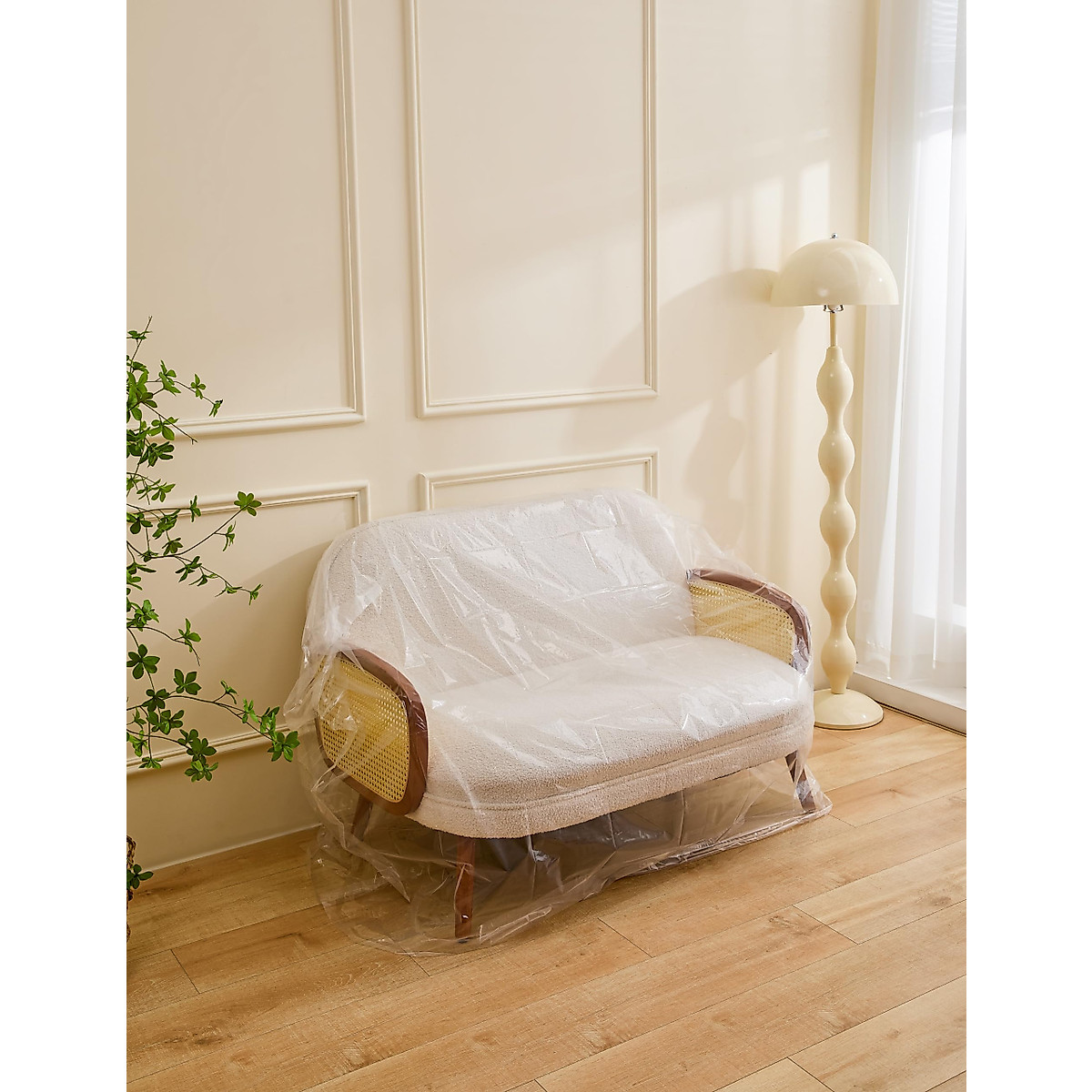 Kingplast 2 Pack Plastic Chair Cover for Moving and Storage 46"x 76" Plastic Furniture Covers Moving Heavy-Duty Water Resistant &Cover Dust-Proof for Indoor Outdoor Patio