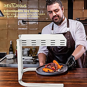 Restlrious French Fry Warmer Commercial Heat Lamp Food Warmer in 16” Height, 1 Pack Free Standing Electric Infrared Heating Dump Station, 500W Stainless Steel Food Warming Light with Stand