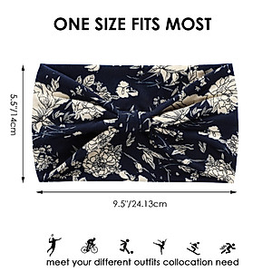 Achiou Wide Headbands for Women Non Slip, Fashion Boho Knotted Hair Bands for Wome's , Cotton Elastic Hair Wrap for Girls Running Sport Yoga,6 Pack