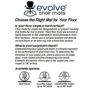 Evolve Modern Shape 42"x 56" Clear Office Chair Mat with Lip for Low and Medium Pile Carpet, Made in The USA by Dimex, C5D5001J