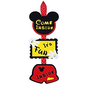 RORARO Mickey Mouse Birthday Welcome Door Sign Felt Decorations Welcome Hanger-Come inside its fun inside-Disney Decorations Supplies Birthday banner Party Favor