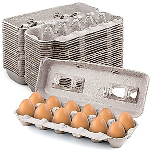 Blank Natural Pulp Egg Cartons Holds Up to Twelve Eggs - 1 Dozen - Strong Sturdy Egg Crate Carboard Material Perfect For Storing Extra Eggs (25 Pieces) by MT Products - Made in The USA