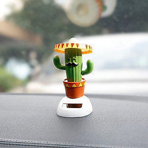 Solar Dancing Toy Animal Solar Powered Dancing Dolls Swinging Animated Bobble Dancer Car Decor (Cactus)