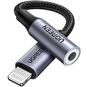 UGREEN Headphones Adapter for Apple, MFi Certified iPhone Lightning to 3.5mm Jack Converter for iPhone 12 Mini 12 Pro Max 11 Pro Max X XR XS, iPhone 7 7P 8 8P (Grey)