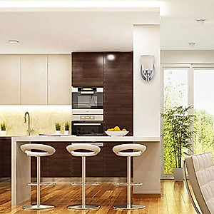 GRUENLICH 1-Light Wall Sconce, Bathroom Vanity Lighting Fixture, E26 Base 60W Max, Metal Housing with Glass, Nickel Finish, 1-Pack