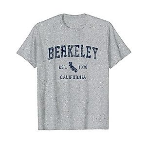 Berkeley California CA Vintage Sports Design Navy Print T-Shirt