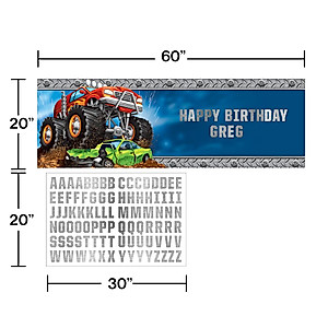 Creative Converting Monster Truck Large Banner, 1 ct, Multicolor, 60" x 20"