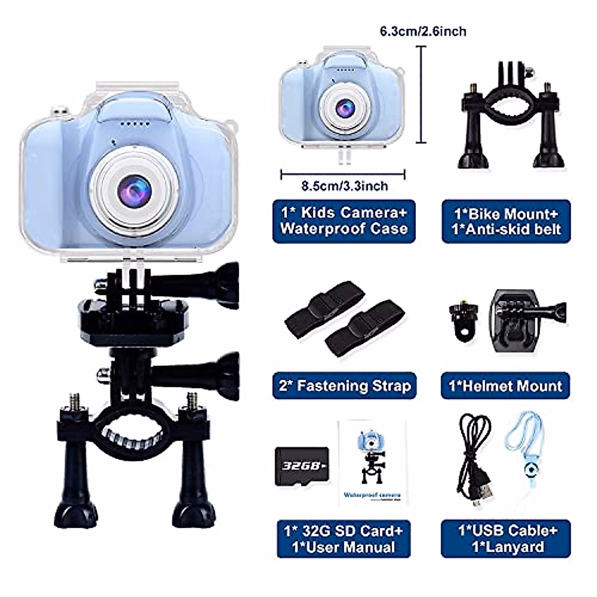 Dylanto Upgrade Kids Waterproof Camera Christmas Birthday Gifts for Girls Age 3-12 Children Digital Camera Underwater, HD Video Toddler Camera Toy for 5 6 7 8 9 10 Year Old Boys (Blue)