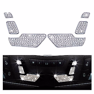 1797 Compatible Seat Adjust Button Caps for Mercedes Benz Accessories Parts Bling W204 W212 C117 X156 C E CLA GLA GLE Class AMG Covers Decals Interior Decorations Women Men Crystal Silver Pack of 6