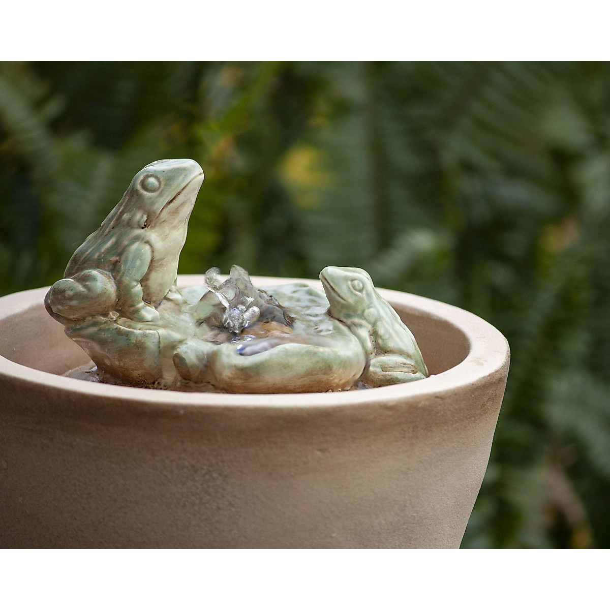 Foreside Home and Garden Multicolor Ceramic Frog Indoor Water Fountain with Pump