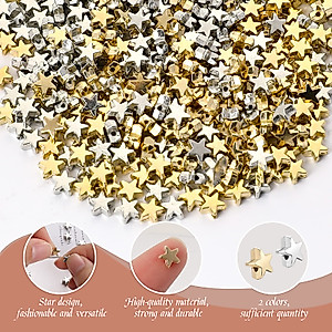 400 Pcs Star Shape Spacer Beads Star Buttons for Crafts Large Hole Star Loose Beads Star Spacer Beads Jewelry Charm Loose Beads for DIY Bracelet Necklace Jewelry Crafts Making (Gold, Silver)