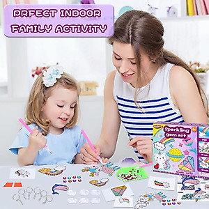 Sense&Play Gem Art Kits for Kids Ages 8-12, 5D Big Gem Diamond Painting Suncatchers and Stickers Kits, Art and Crafts with Keychains for Girls&Boys Christmas Gift Ages6-7-8-9-10-11-12