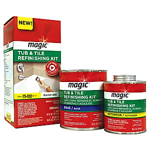 MAGIC 3124 Tub and Tile Refinishing Kit - Bright White - Paint On - Works On Ceramic Porcelain Acrylic Fiberglass Surfaces