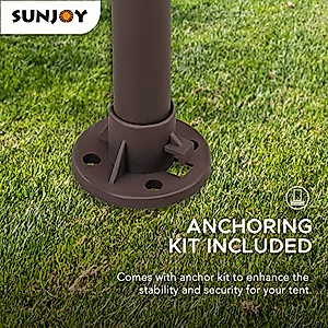 Sunjoy 11x11 ft. Pop Up Gazebo, 2-Tone Portable Canopy/Tent, Outdoor Hexagon Steel Frame Soft Top Gazebo, Mesh Sidewalls and Carry Bagcluded, White & Black