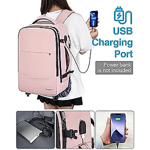Rolling Backpack with 4 wheels, 17 inch Travel Laptop Backpack for Women with Shoe Pouch, Large Wheeled Backpack Carry on Luggage, Overnight College Work Trolley Suitcase Bag Roller Backpack Adults