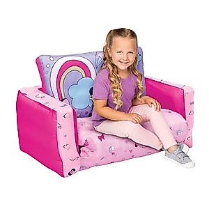 Minnie Mouse Kids Sofa Bed, Children 2-in-1 Flip Open Inflatable Comfy Couch to Lounger, Toddler Nap Mat, Over 4ft Long