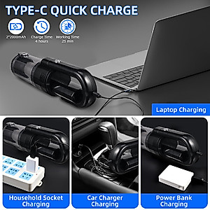 Upgraded Bug Vacuum Catcher and Handheld Car Vacuum Cleaner High Power 12000PA Handheld Vacuum Cordless, Portable Car Vacuum with LED Light,Hand Held Vacuum for Home Office Car Pet Insect(Black)