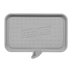 IRIS USA Small "Feed Me" Feeding Mat with Raised Edges and Non-Slip Rubber Feet, Easy Clean Protective Waterproof Feed Tray for Pet Dog Food and Water Bowls and Pet Water Fountains, Gray
