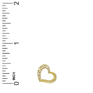 Gold Small Sliding Heart Charm - 10 Karat Solid Gold - Heart Charm - Optional Gold Chain (No Chain - Charm Only)
