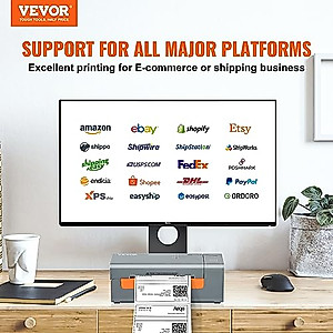 VEVOR Thermal Label Printer, 4x6 Label Printer for Width of 1.57" - 4.25" Labels, w/Auto Label Recognition & Japanese Rohm Printer Head, Compatible w/USPS, Amazon, Ebay, Etsy, UPS etc