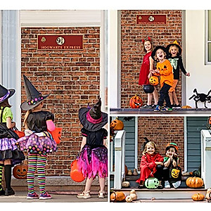 Brick Wall Backdrop Platform 9 and 3/4 King's Cross Station, Party Backdrop Door Curtains for Halloween Party, Christmas, Birthday Gifts, Outdoor and Indoor Photo Props Brick Wall Decoration, Yellow