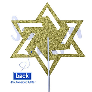 Mazel Tov Cake Topper, Jewish Congratulations Party Decorations, Star Of David Cake Decor, Bat Mitzvah, Bar Mitzvah Supplies (Double-sided Glitter)