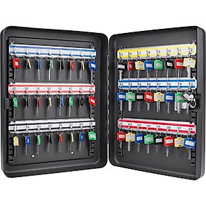 Barska Wall Mount Adjustable Cabinet with Colorful Key Tag Labels Combination Lock Box, 48 Position, Black
