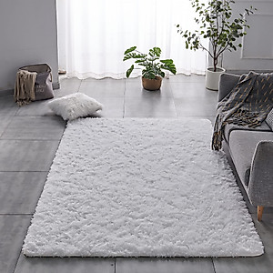 TABAYON Extra Large Shag Area Rug, 9x12 Feet Ivory Indoor Ultra Soft Plush Rugs for Living Room, Non-Skid Modern Nursery Faux Fur Rugs for Home Decor