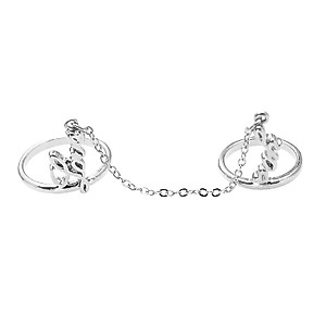 Spinningdaisy Love You Double Finger Slave Chain Ring (Silver-plated-base)