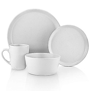 Stone Lain Stoneware Dinnerware Set, Service For 8, White Speckled