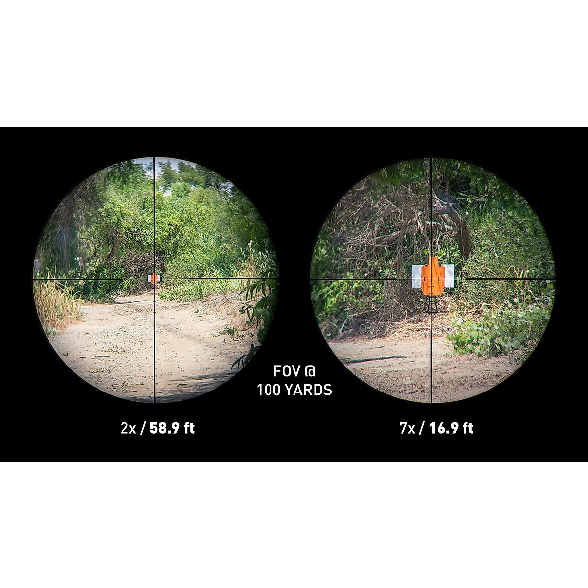 Monstrum 2-7x32 Rifle Scope with Rangefinder Reticle and Medium Profile Scope Rings | Black