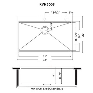 Ruvati 33 inch Gunmetal Black Stainless Steel Workstation Drop-in Topmount Kitchen Sink Single Bowl - RVH5003BL