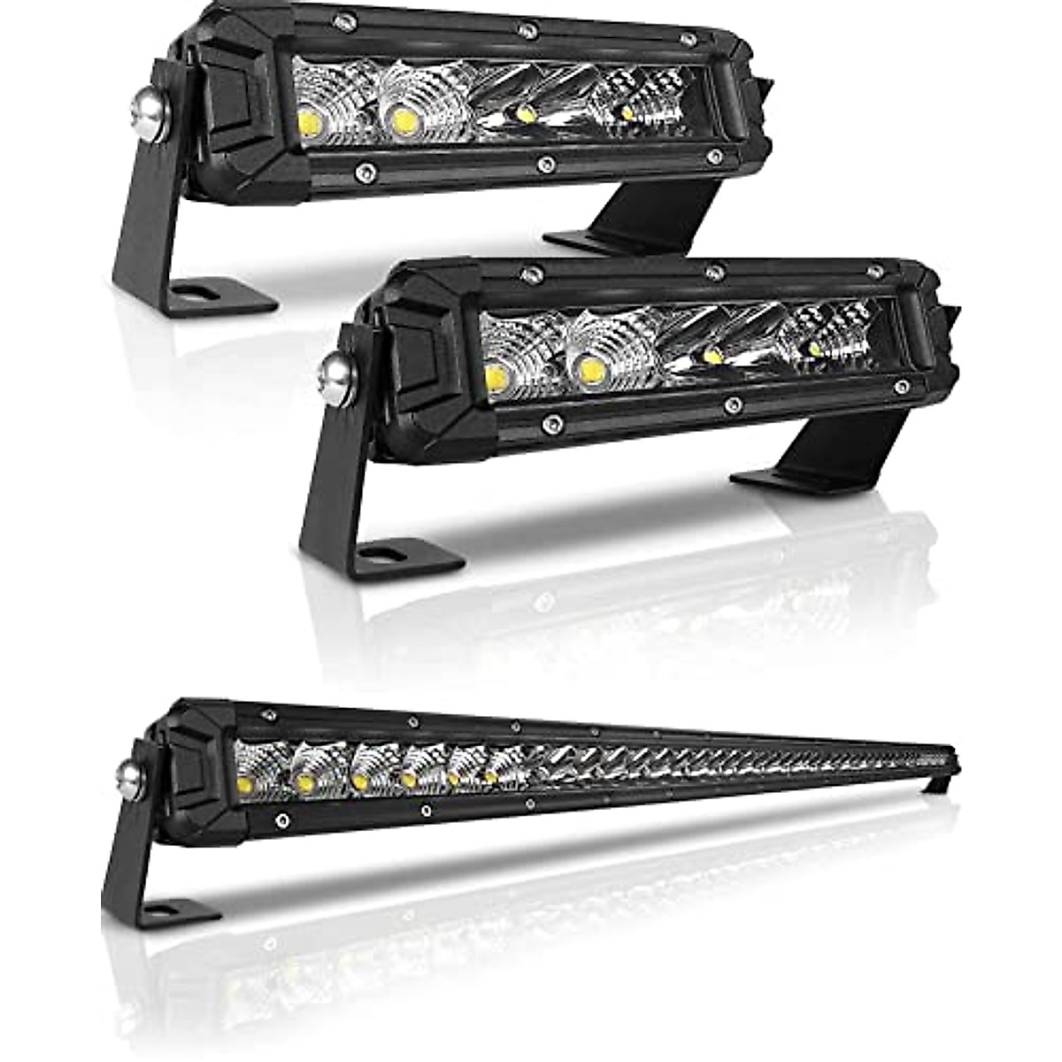 Rigidhore Led Light bar Kits 2Pcs 6inch & 42inch Single Row Flood & Spot Beam Combo 6,000K Color Temperature Off Road Light Driving Light for SUV ATV Truck Roof Bumper Pickup