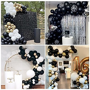 RUBFAC Black Balloons, 50pcs 12 Inch Premium Black Balloons and Ribbon, Thick Latex Balloons for Birthday Wedding Baby Shower Graduation Anniversary Party Decorations