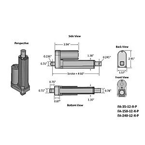 Firgelli Automations 200 lb Force 12V Premium Linear Actuator (30 Inch Stroke)