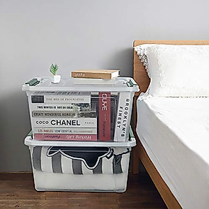 Pekky 6 Packs Clear Large Storage Containers Bins with Lid, Multipurpose 35 Quart Plastic Latch Box Tote